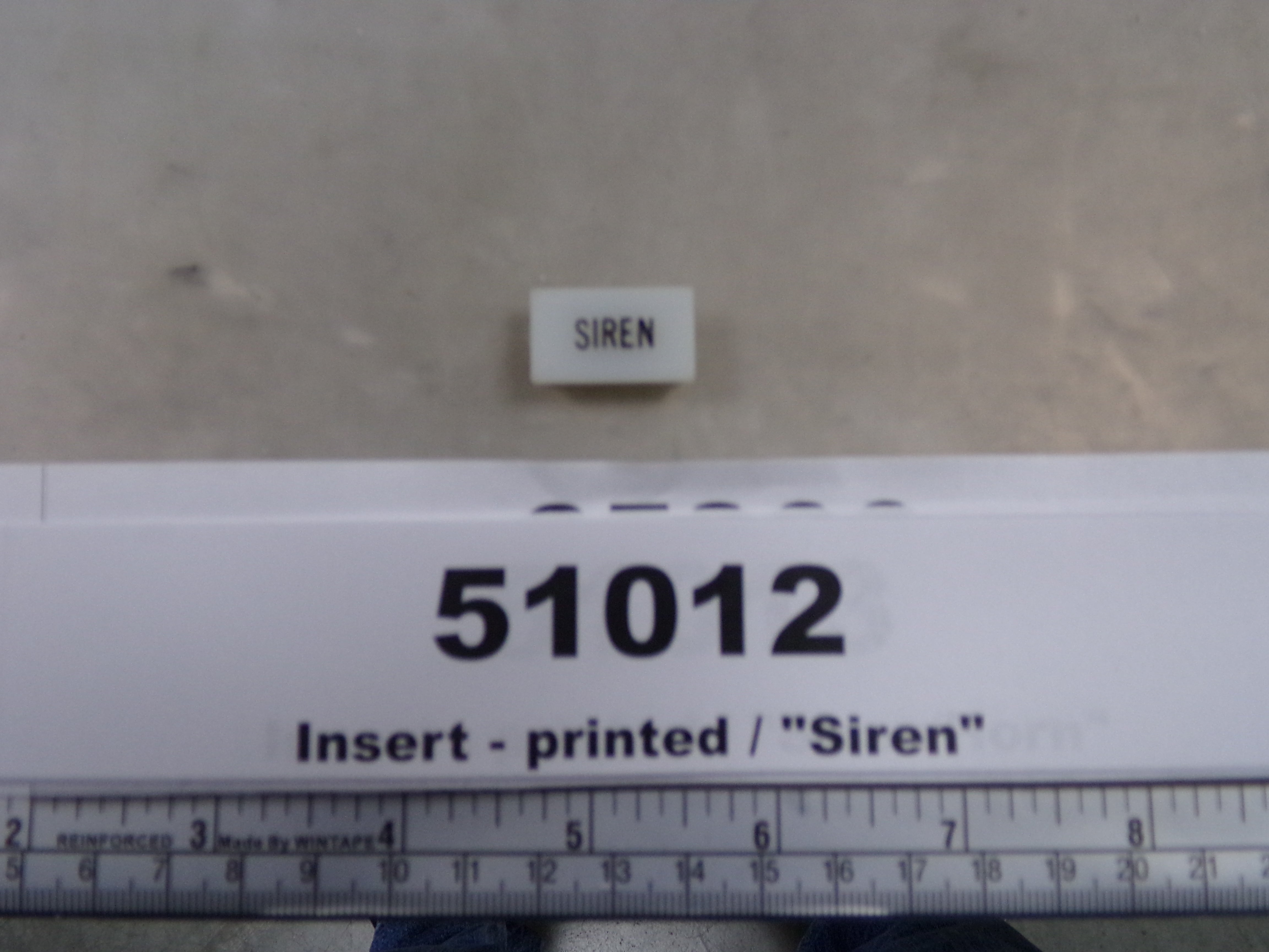 Insert, 'SIREN', White, Switch Label Window, Riverside Manufacturing ...