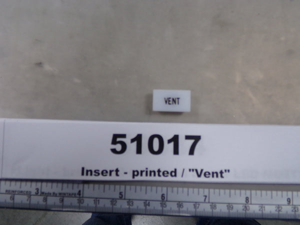 Insert, 'VENT', White, Switch Label Window, Riverside Manufacturing, S ...