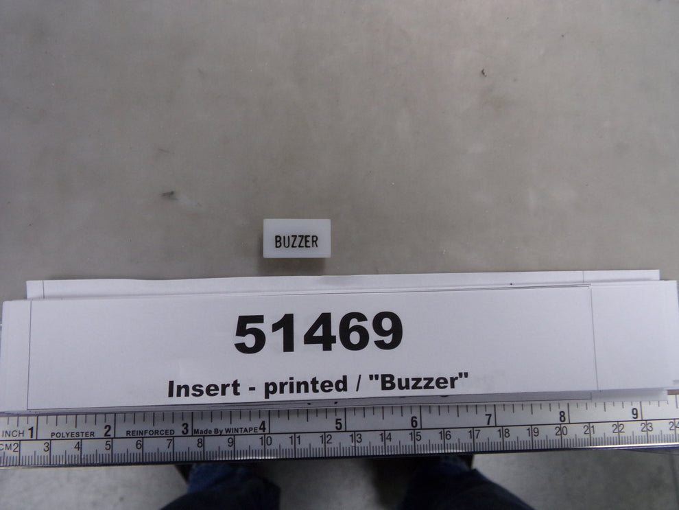 Insert, 'BUZZER', White, Switch Label Window, Riverside Manufacturing ...