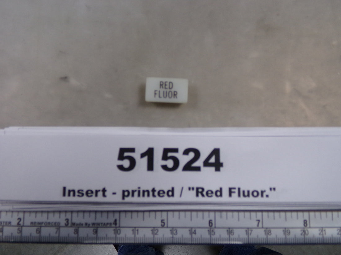 Insert, 'RED FLUOR.', White, Switch Label Window, Riverside Manufactur ...