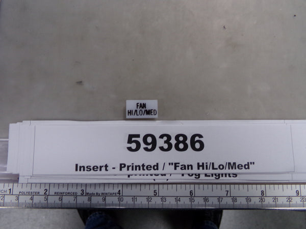 Insert, 'FAN HI/LO/MED', White, Switch Label Window, Riverside Manufac ...
